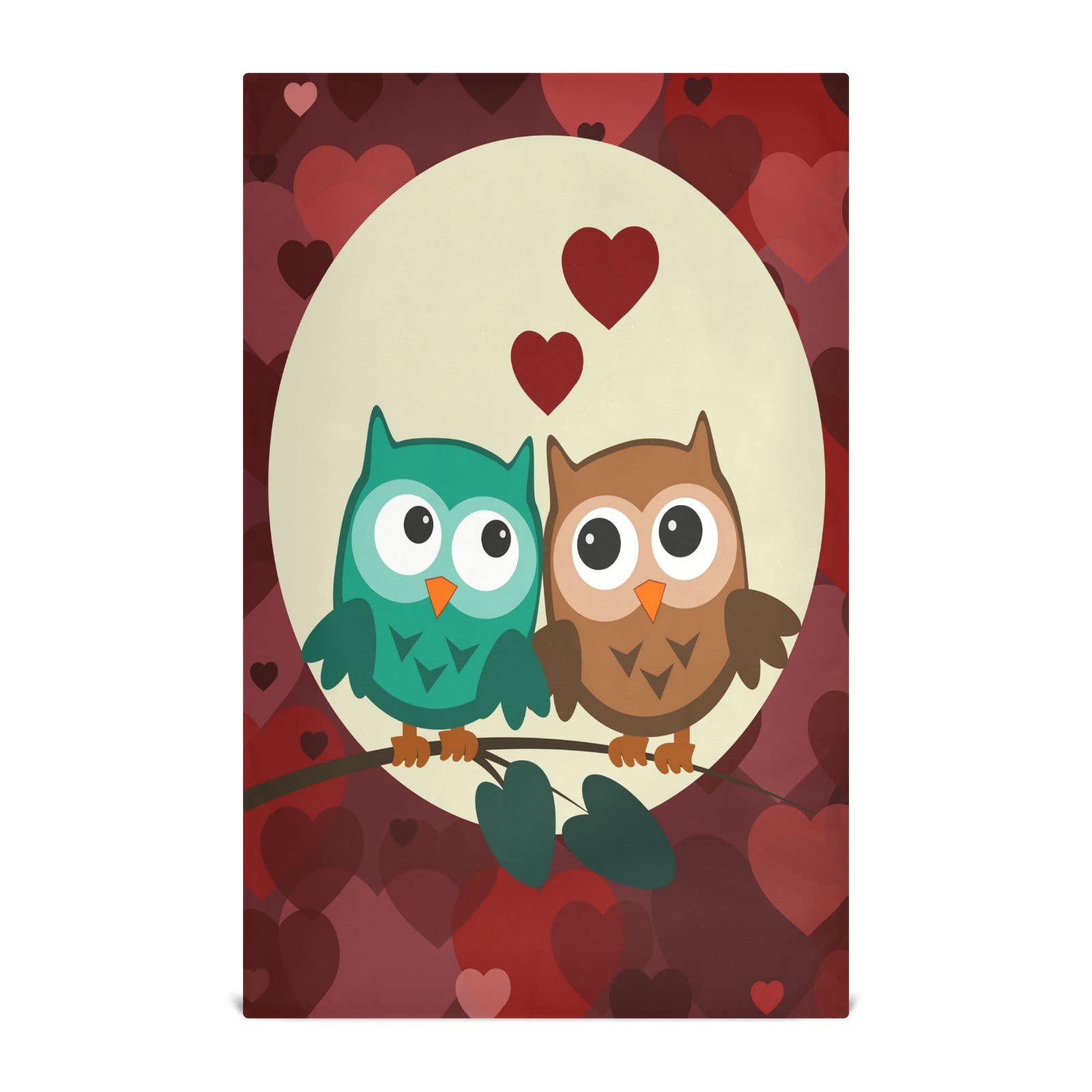 SLHKPNS Cute Owls Love Kitchen Dish Towel Set of 4 Valentines Day 18x28in Absorbent Dishcloth Reusable Cleaning Cloths for Household Use