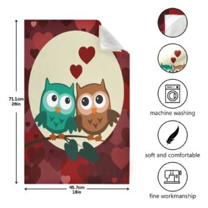 SLHKPNS Cute Owls Love Kitchen Dish Towel Set of 4 Valentines Day 18x28in Absorbent Dishcloth Reusable Cleaning Cloths for Household Use