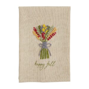 mud pie french knot fall tea towel, hello fall, 21" x 14"