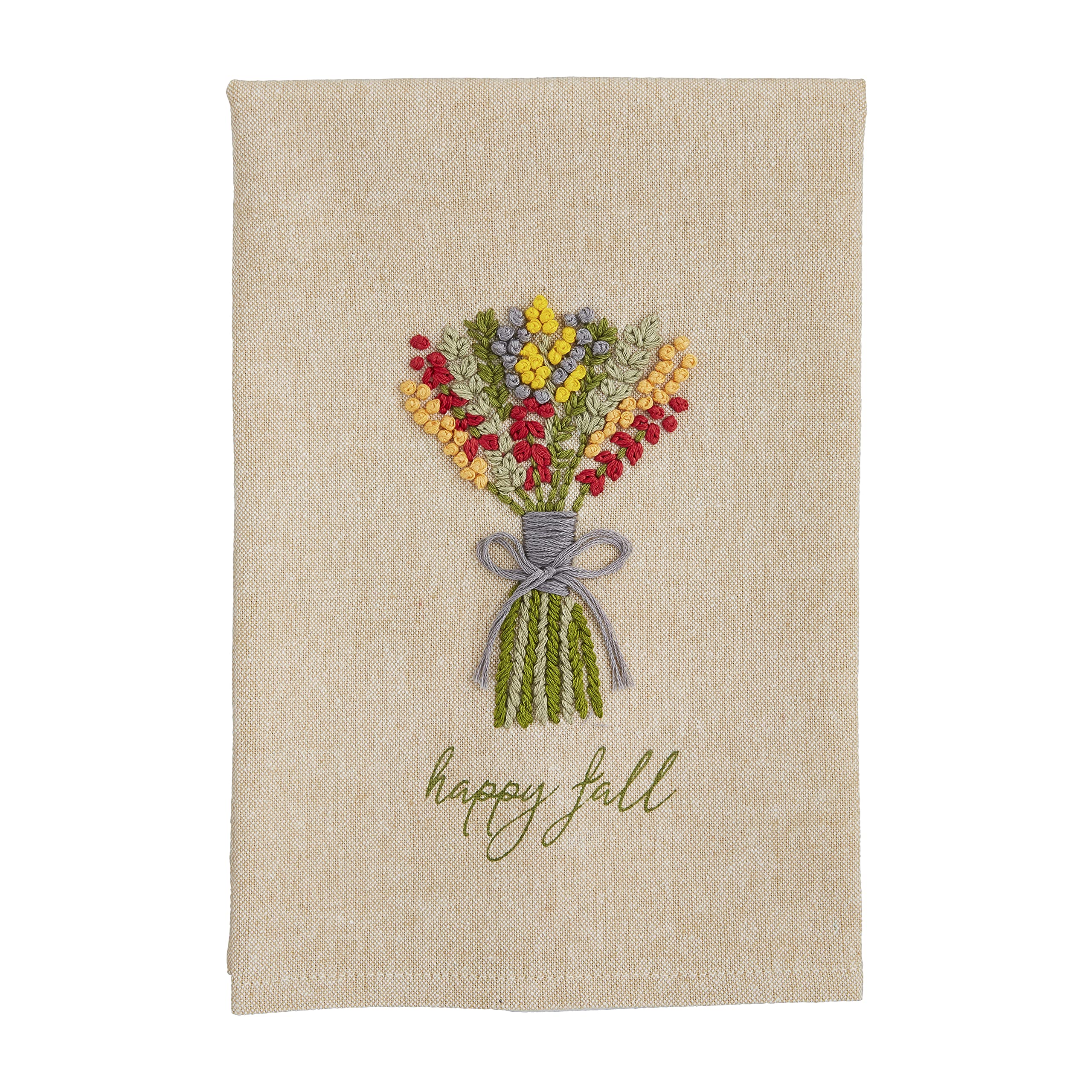 Mud Pie French Knot Fall Tea Towel, Hello Fall, 21" x 14"