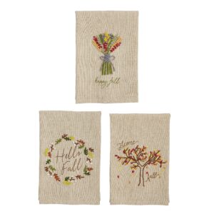 Mud Pie French Knot Fall Tea Towel, Hello Fall, 21" x 14"