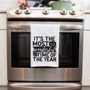 Handmade Funny Kitchen Towel - 100% Cotton Autumn It's The Most Wonderful Time of the Year Kitchen Towel - 28x28 Inch for Chef Housewarming Pumpkin Birthday Gift (It's the Most Wonderful Time...)