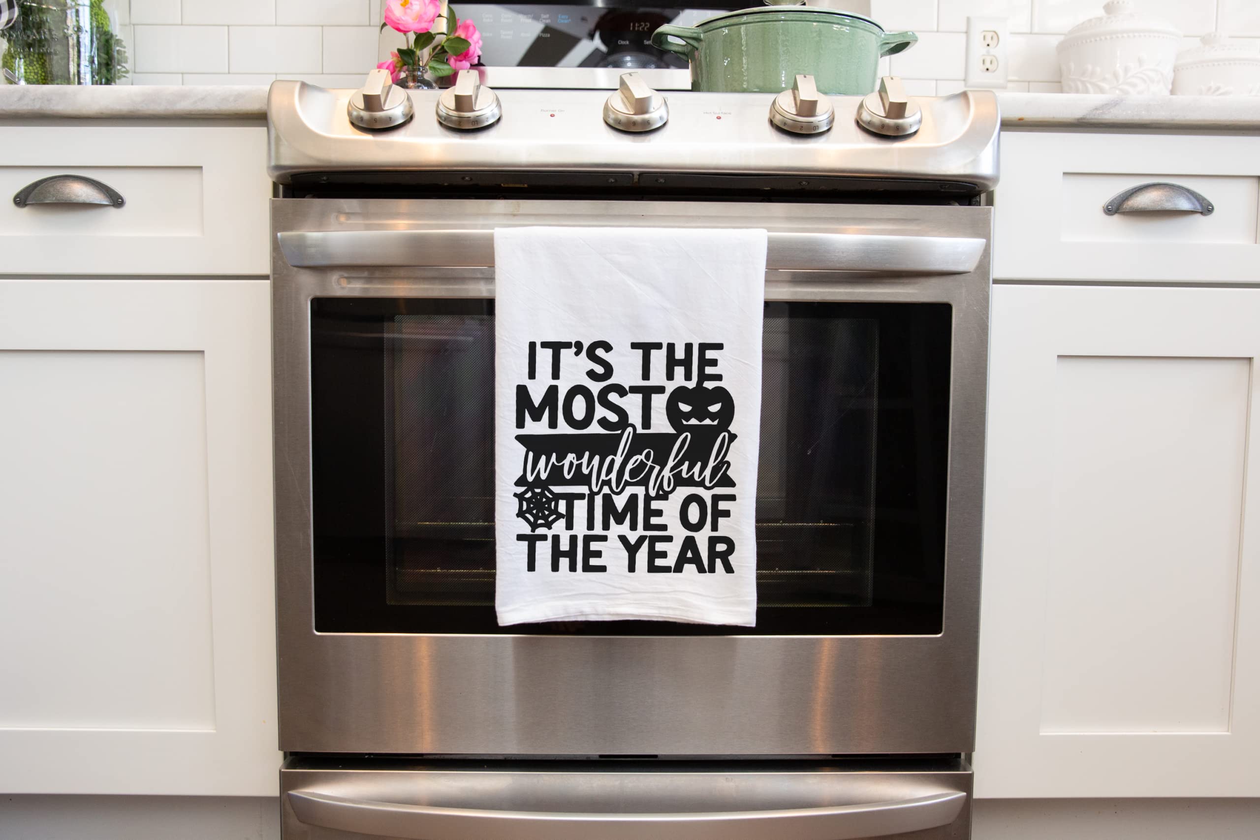 Handmade Funny Kitchen Towel - 100% Cotton Autumn It's The Most Wonderful Time of the Year Kitchen Towel - 28x28 Inch for Chef Housewarming Pumpkin Birthday Gift (It's the Most Wonderful Time...)