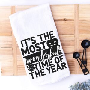 Handmade Funny Kitchen Towel - 100% Cotton Autumn It's The Most Wonderful Time of the Year Kitchen Towel - 28x28 Inch for Chef Housewarming Pumpkin Birthday Gift (It's the Most Wonderful Time...)