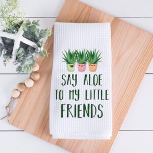 BDPWSS Plant Lover Gift Say Aloe to My Little Friends Dish Towel for Gardener Gift Succulent Plant Gift Crazy Plant Lady Gift (Say Aloe Friends TW)