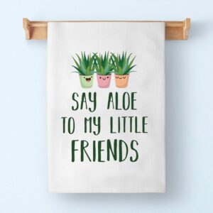 BDPWSS Plant Lover Gift Say Aloe to My Little Friends Dish Towel for Gardener Gift Succulent Plant Gift Crazy Plant Lady Gift (Say Aloe Friends TW)