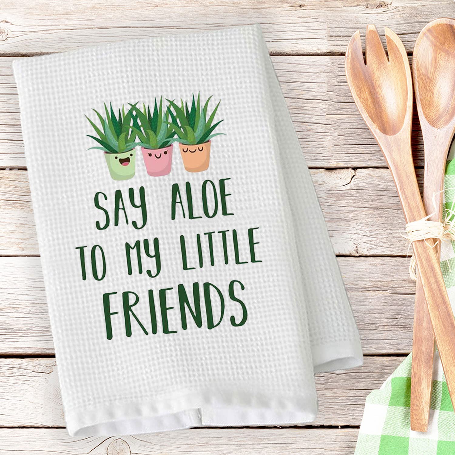 BDPWSS Plant Lover Gift Say Aloe to My Little Friends Dish Towel for Gardener Gift Succulent Plant Gift Crazy Plant Lady Gift (Say Aloe Friends TW)