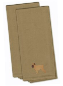 caroline's treasures bb3440tntwe brussels griffon tan embroidered towel set of 2 decorative bathroom guest hand towel for hand, face, tea, dishcloth, 19 x 25, tan