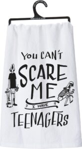 primitives by kathy lol made you smile dish towel, 28 x 28-inches, you can't scare me