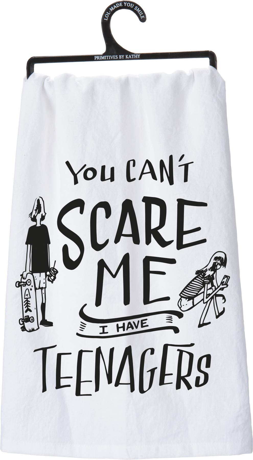 Primitives by Kathy LOL Made You Smile Dish Towel, 28 x 28-Inches, You Can't Scare Me