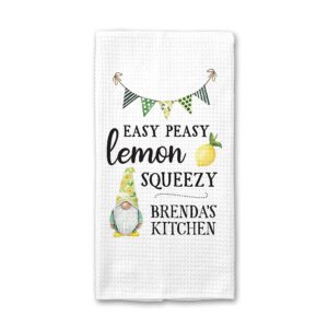 CANARY ROAD Personalized Easy Peasy Lemon Squeezy Kitchen Towel | Custom Gnome Theme Dish Towel | Summer Kitchen Decor | Seasonal Decor | Kitchen Accessories | Housewarming Gift | Gift for Friend