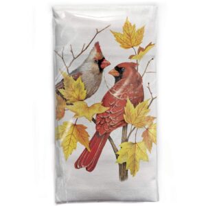 mary lake-thompson cardinals on a maple branch cotton flour sack dish towel