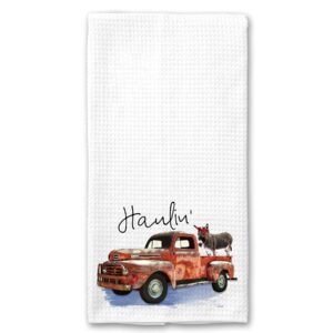 haulin' ass donkey pickup truck rustic farm microfiber kitchen bar towel, funny gift for women