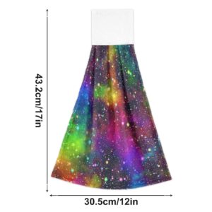 ALAZA Colorful Galaxy Kitchen Towels Tea Towels Dish Towels with Hanging Loop 2 Pack