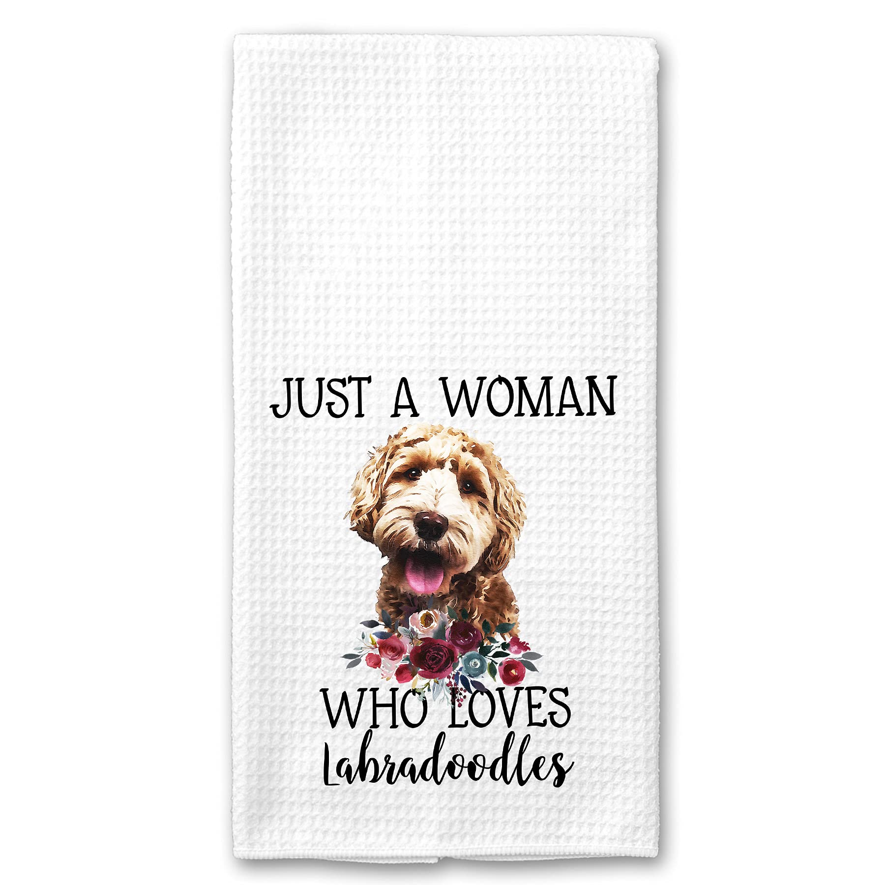 Just a Woman Who Loves Labradoodles Microfiber Kitchen Tea Bar Towel Gift for Animal Dog Lover