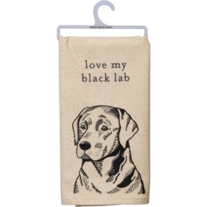 primitives by kathy love my black lab dish towel