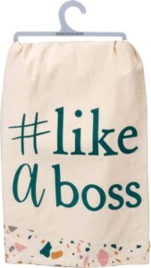 by kathy primitives like a boss dish towel in pink blush