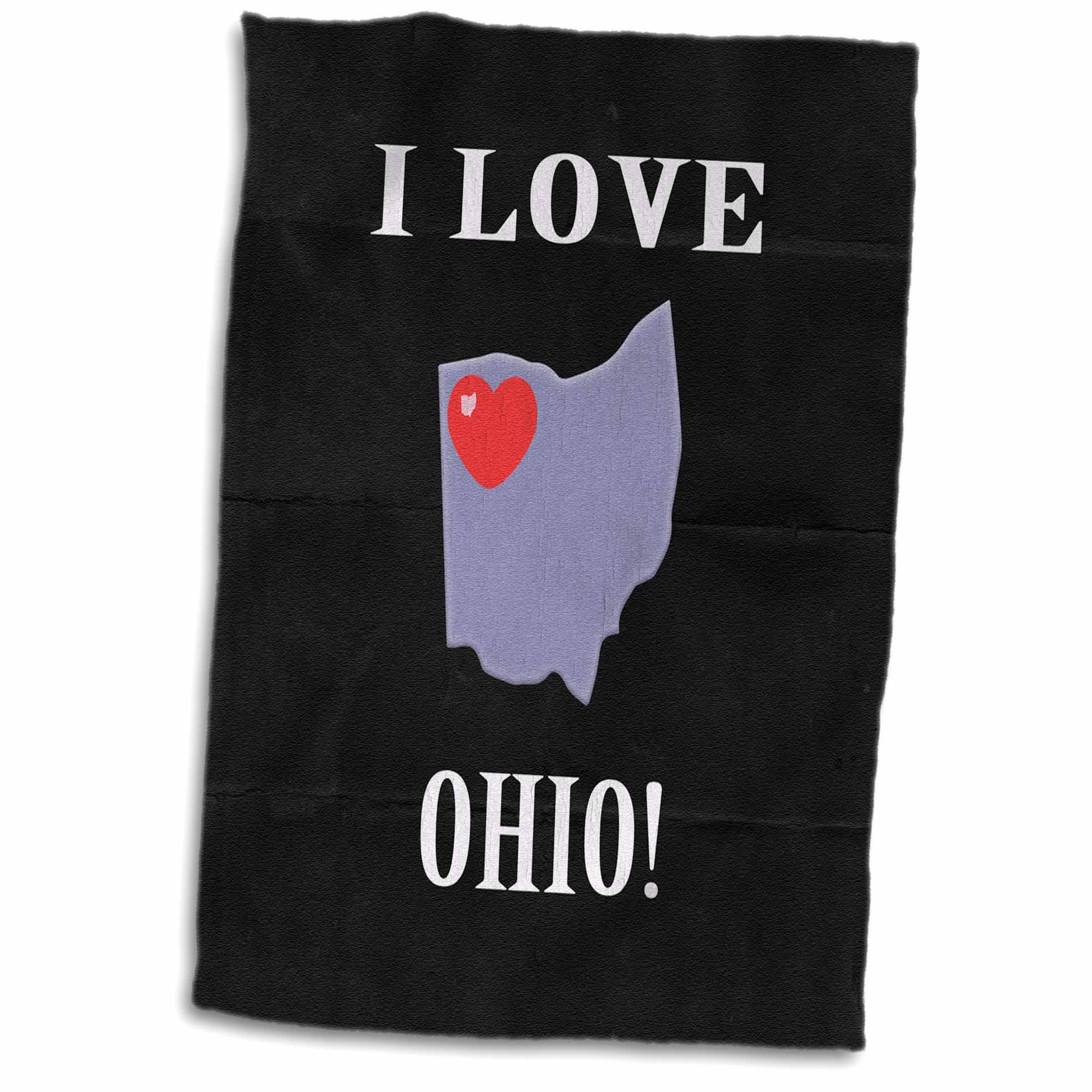 3dRose I Love Ohio with Heart on State, Purple, Black, White, and Red - Towels (twl-233556-1)