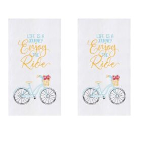 playing with scissors set of 2 c&f home enjoy the ride embroidered flour sack towels-bicycle 18x27 inch kitchen bathroom dish tea towels