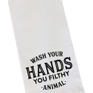 Wash Your Hands You Filthy Animal - Funny Flour Sack, Bathroom or Kitchen Towel