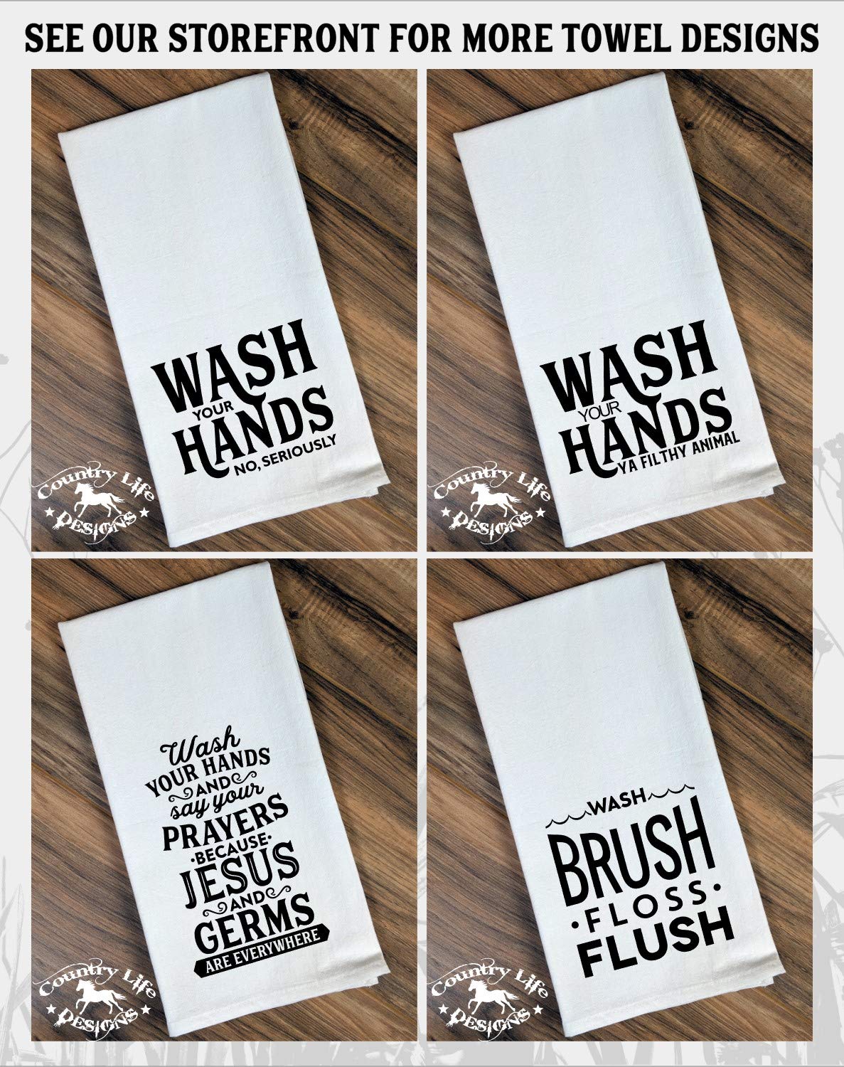 Wash Your Hands You Filthy Animal - Funny Flour Sack, Bathroom or Kitchen Towel