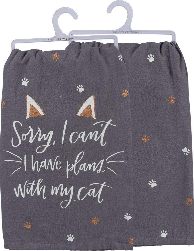 Primitives by Kathy Sorry Can't Have Plans with My Cat Dish Towel Kitchen Linen