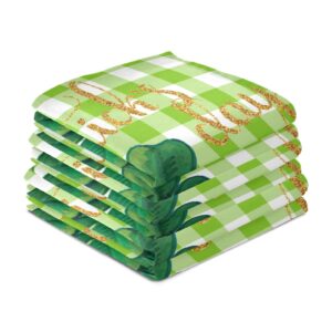 Happy St Patrick's Day Shamrock Bath Hand Towel Lucky Clover Green Buffalo Plaid Kitchen Dish Towels Rags 18x28 IN Super Absorbent Lint Free Cleaning Cloths Tea Towel Set Bathroom Accessories Set of 1