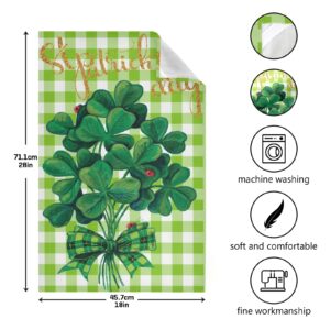 Happy St Patrick's Day Shamrock Bath Hand Towel Lucky Clover Green Buffalo Plaid Kitchen Dish Towels Rags 18x28 IN Super Absorbent Lint Free Cleaning Cloths Tea Towel Set Bathroom Accessories Set of 1