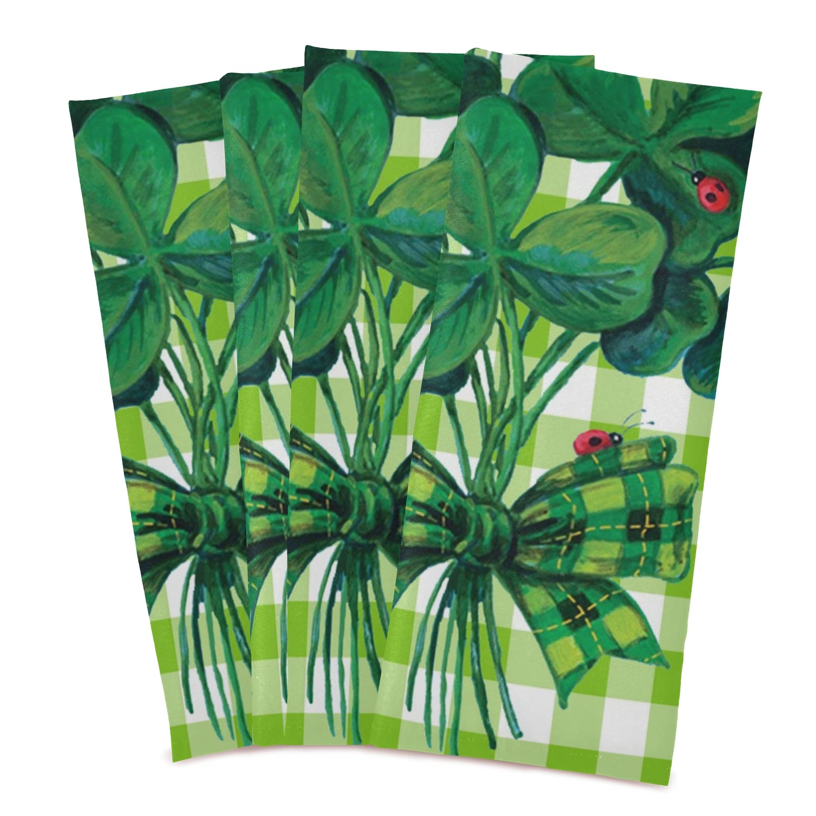 Happy St Patrick's Day Shamrock Bath Hand Towel Lucky Clover Green Buffalo Plaid Kitchen Dish Towels Rags 18x28 IN Super Absorbent Lint Free Cleaning Cloths Tea Towel Set Bathroom Accessories Set of 1