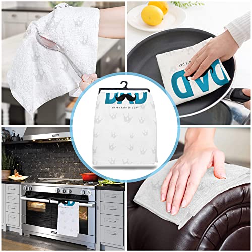 Gehucoxee Kitchen Towels Set of 4, Happy Father's Day Absorbent Dish Towel for Kitchen Microfiber Hand Dish Cloths for Drying and Cleaning Reusable Cleaning Cloths 18x28in Beard Crown Silhouettes