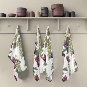 Dallonan Kitchen Towels and Dishcloths Sets of 6 Red White and Black Grapes Vine Polyester Soft Absorbent Hand Towels for Kitchen Clearance, Dish Towel, Tea Towels, Bar Towels 28x18 Inch