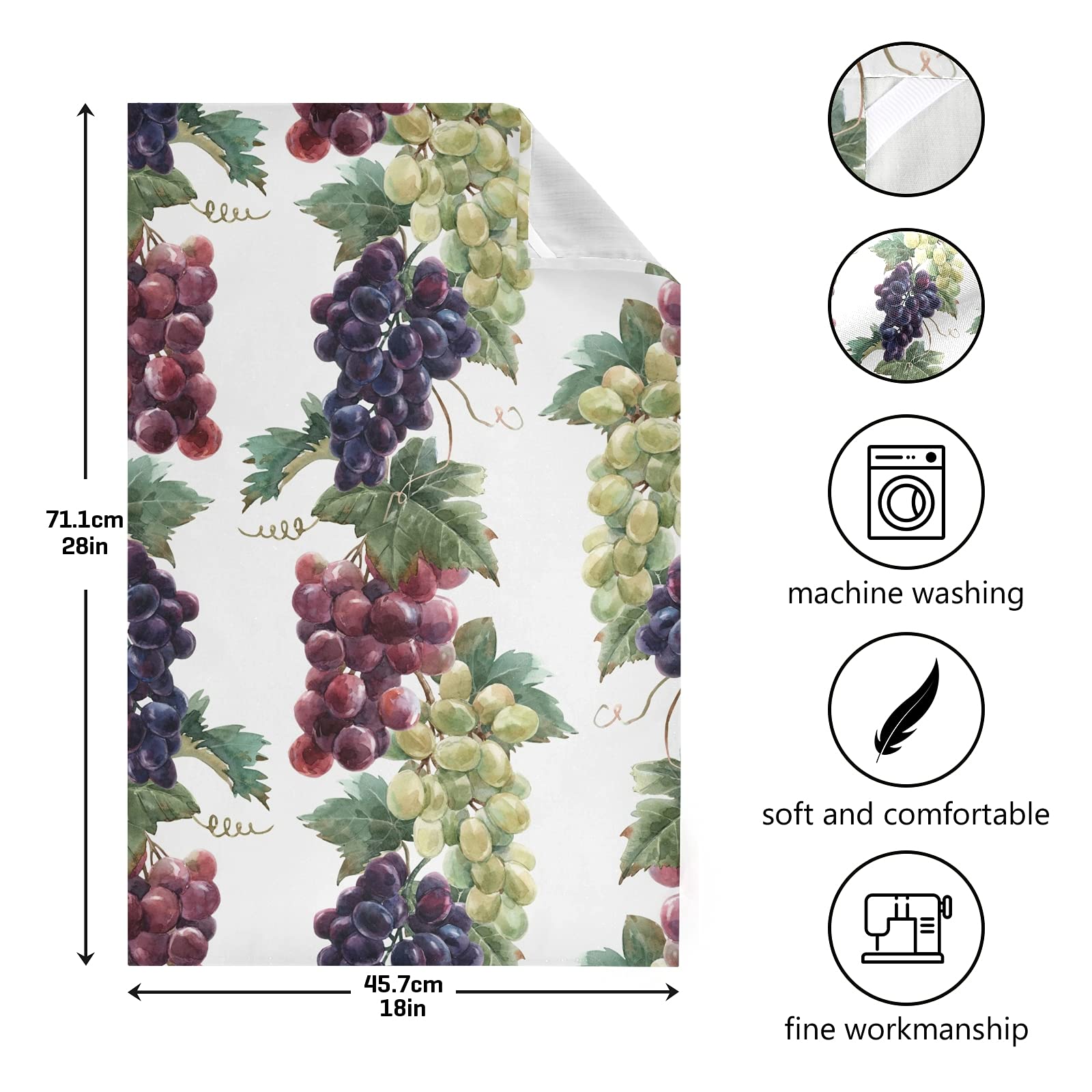 Dallonan Kitchen Towels and Dishcloths Sets of 6 Red White and Black Grapes Vine Polyester Soft Absorbent Hand Towels for Kitchen Clearance, Dish Towel, Tea Towels, Bar Towels 28x18 Inch