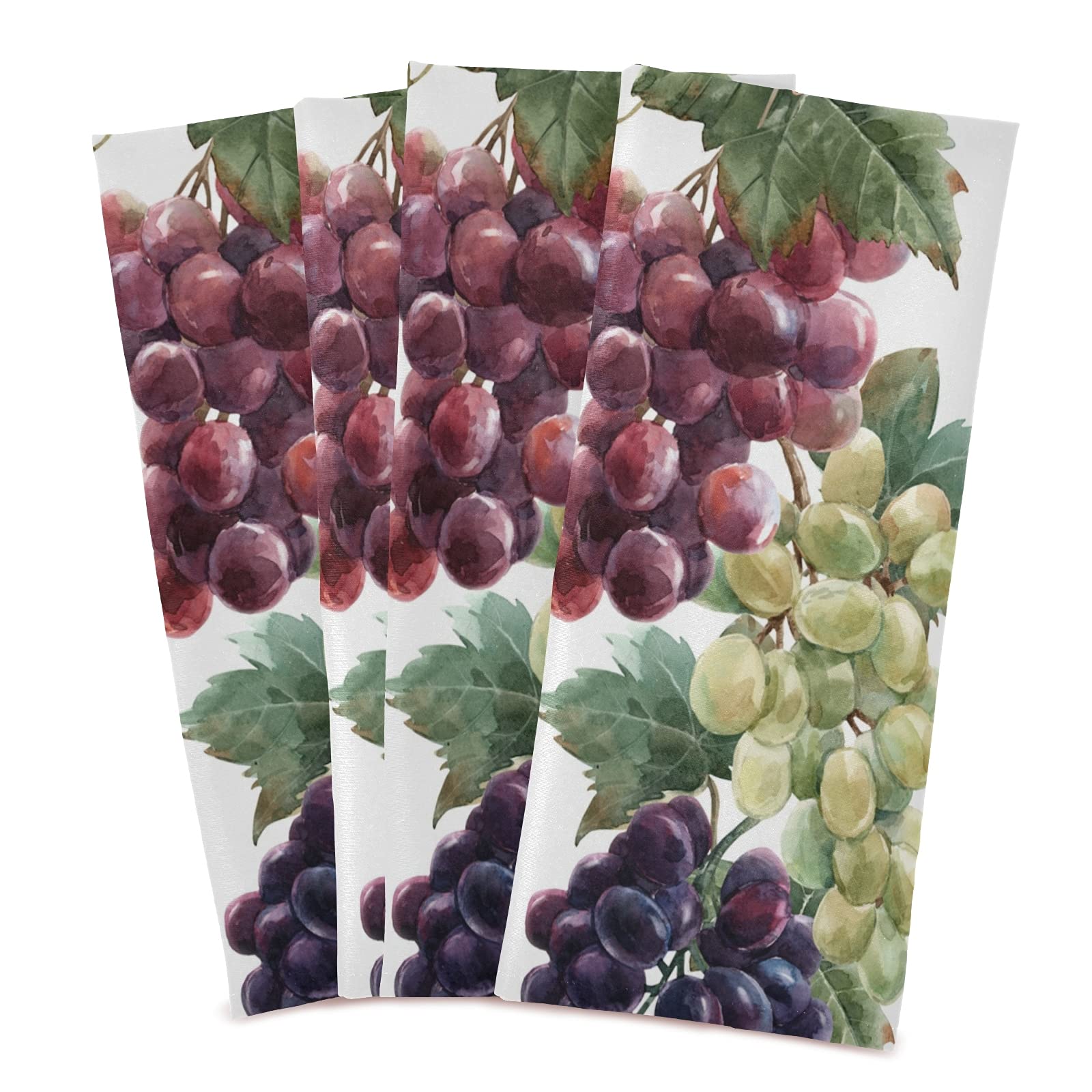 Dallonan Kitchen Towels and Dishcloths Sets of 6 Red White and Black Grapes Vine Polyester Soft Absorbent Hand Towels for Kitchen Clearance, Dish Towel, Tea Towels, Bar Towels 28x18 Inch