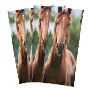 xigua Horse Kitchen Towels Set of 4, Soft Absorbent Drying Dishcloths Dish Towels with Hanging Loop for Kitchen Bathroom Bar Home Decor, 18 x 28 Inch