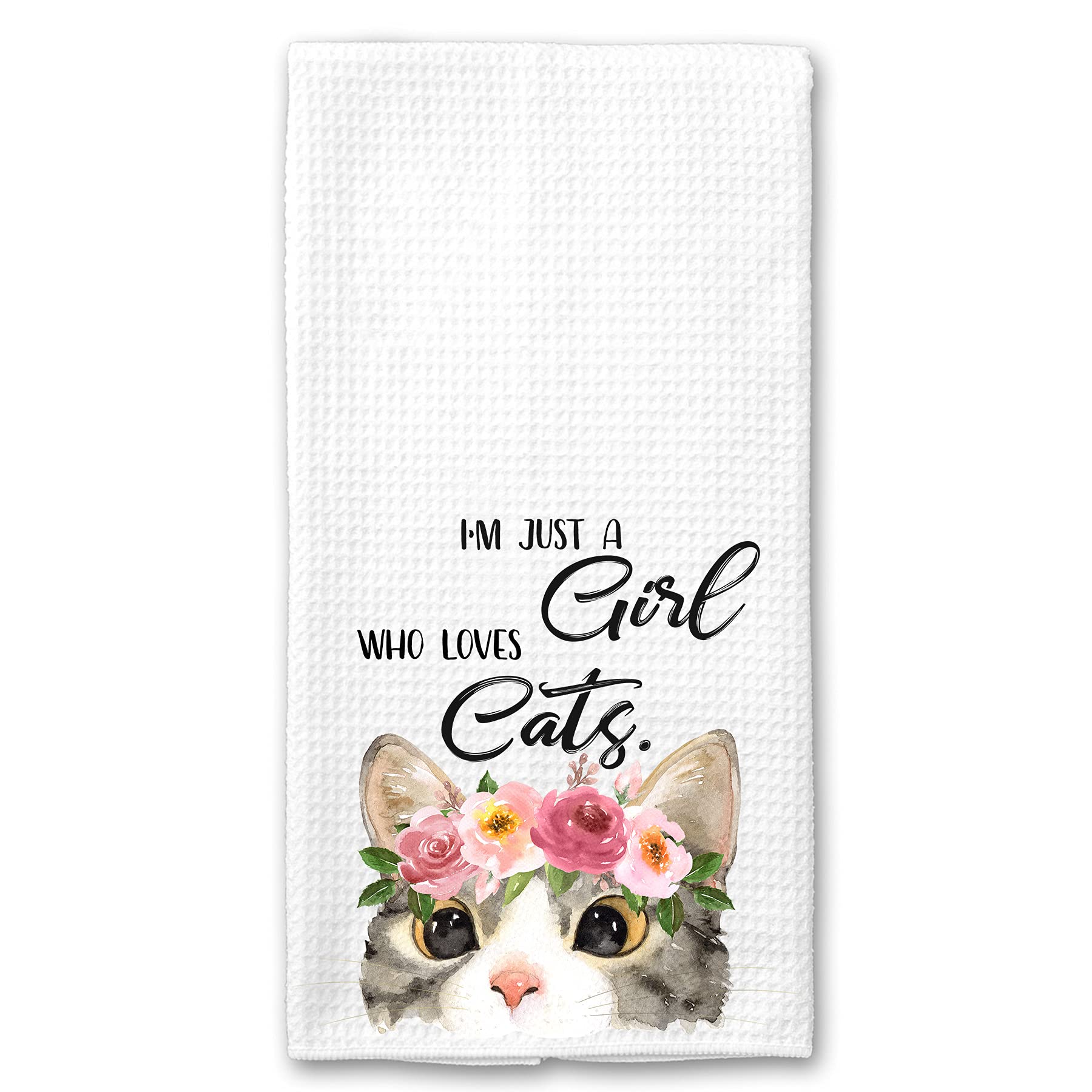 I'm Just a Girl Who Loves Cats Funny Kitchen Tea Towel Gift for Women