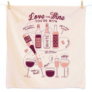 kitchen towel, wine