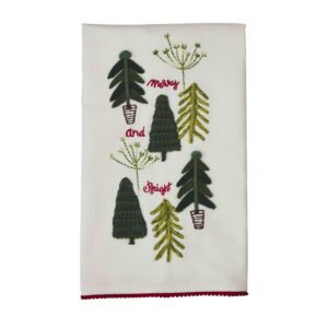 mud pie embroidered towel, trees