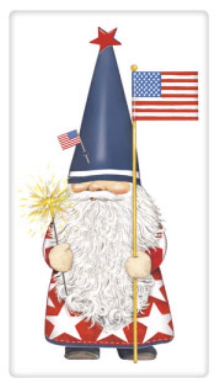 Mary Lake Thompson BT695 Patriotic Gnome Flour Sack Towel 30 Inches Square Screened Design Lower Center Only