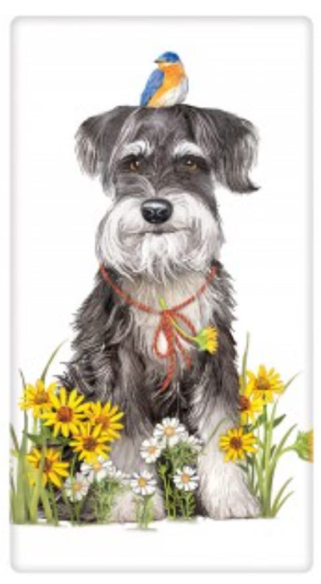 Mary Lake Thompson BT33 Schnauzer Everyday Flour Sack Towel 30 Inches Square Screened Design Lower Center Only