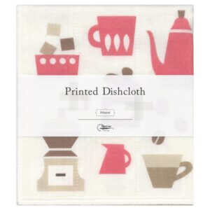 nawrap printed dishcloth - coffee and cafe print - 13.5 x 16 in - made in japan