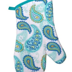 Paisley Decor - Kitchen Linen Set 4 Pc Celebrate with These Springtime Paisley and Flower Linens - Blue Sets Include Kitchen Towel 2 Potholders 1 Oven Mitt - Potholders - Kitchen Decor - Oven Mitts