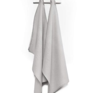 Solino Home Linen Kitchen Towels 17 x 26 Inch – 100% Pure Linen Kitchen/Tea Towels Set of 2 – Handcrafted from European Flax and Machine Washable – Soft Grey