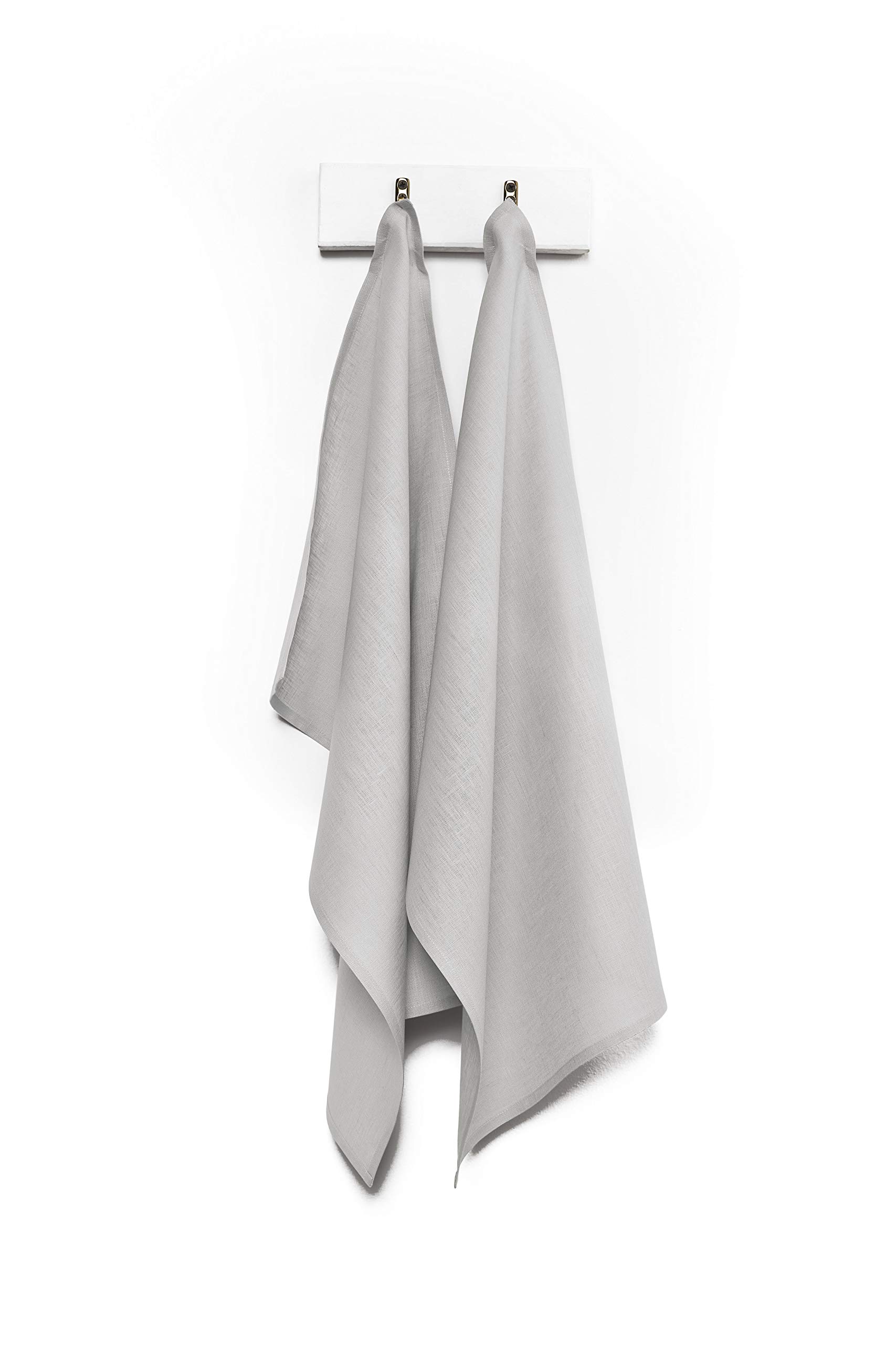 Solino Home Linen Kitchen Towels 17 x 26 Inch – 100% Pure Linen Kitchen/Tea Towels Set of 2 – Handcrafted from European Flax and Machine Washable – Soft Grey