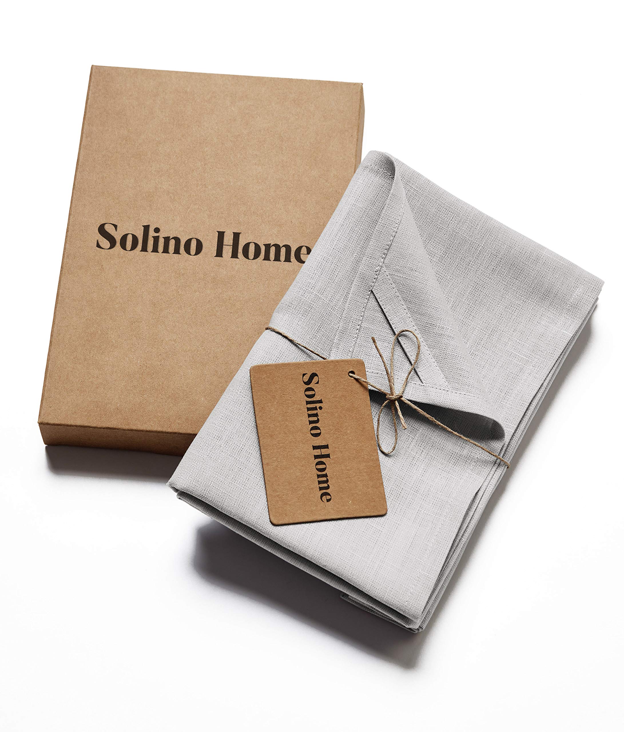 Solino Home Linen Kitchen Towels 17 x 26 Inch – 100% Pure Linen Kitchen/Tea Towels Set of 2 – Handcrafted from European Flax and Machine Washable – Soft Grey