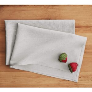 Solino Home Linen Kitchen Towels 17 x 26 Inch – 100% Pure Linen Kitchen/Tea Towels Set of 2 – Handcrafted from European Flax and Machine Washable – Soft Grey