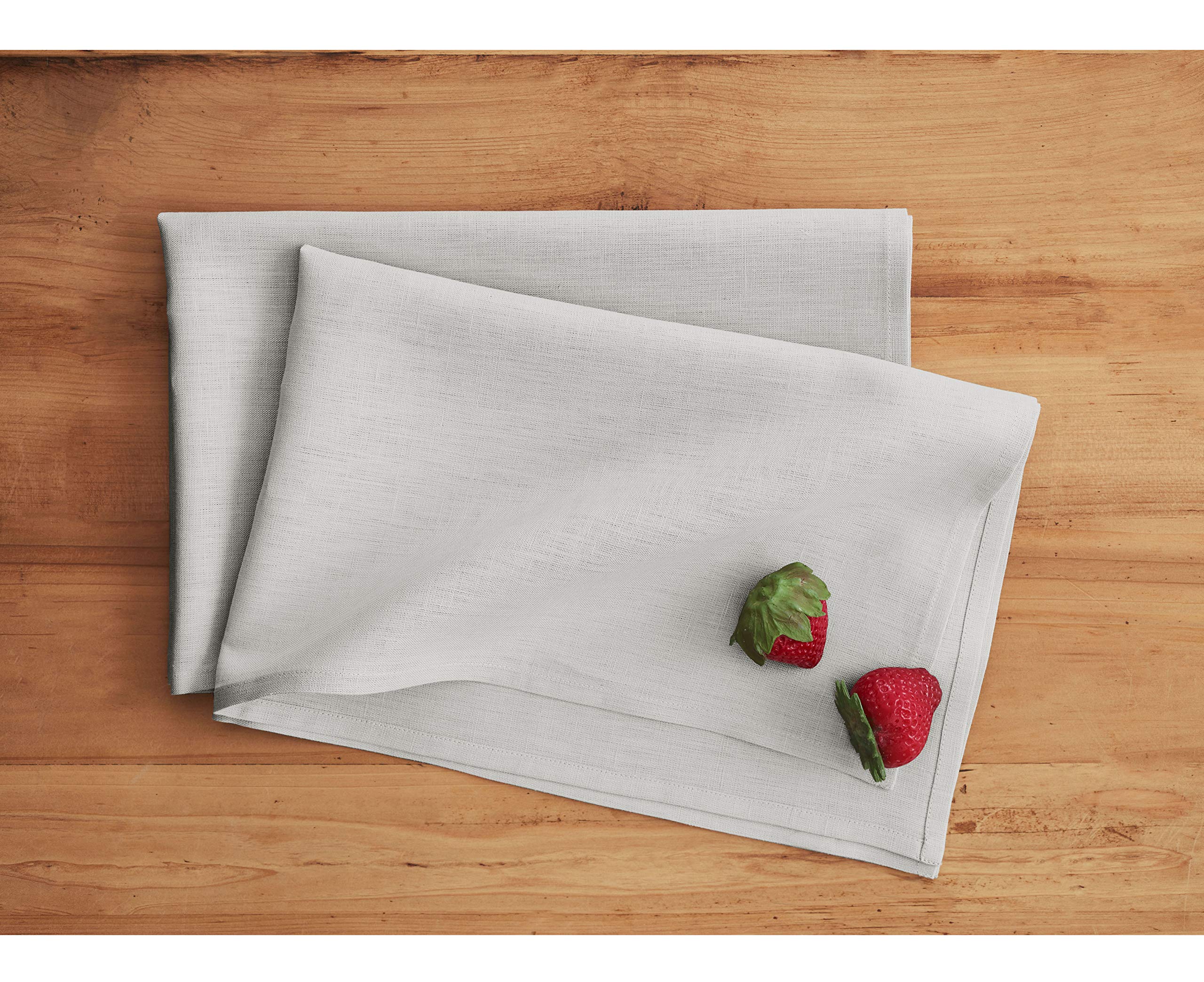 Solino Home Linen Kitchen Towels 17 x 26 Inch – 100% Pure Linen Kitchen/Tea Towels Set of 2 – Handcrafted from European Flax and Machine Washable – Soft Grey