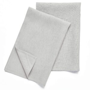 Solino Home Linen Kitchen Towels 17 x 26 Inch – 100% Pure Linen Kitchen/Tea Towels Set of 2 – Handcrafted from European Flax and Machine Washable – Soft Grey