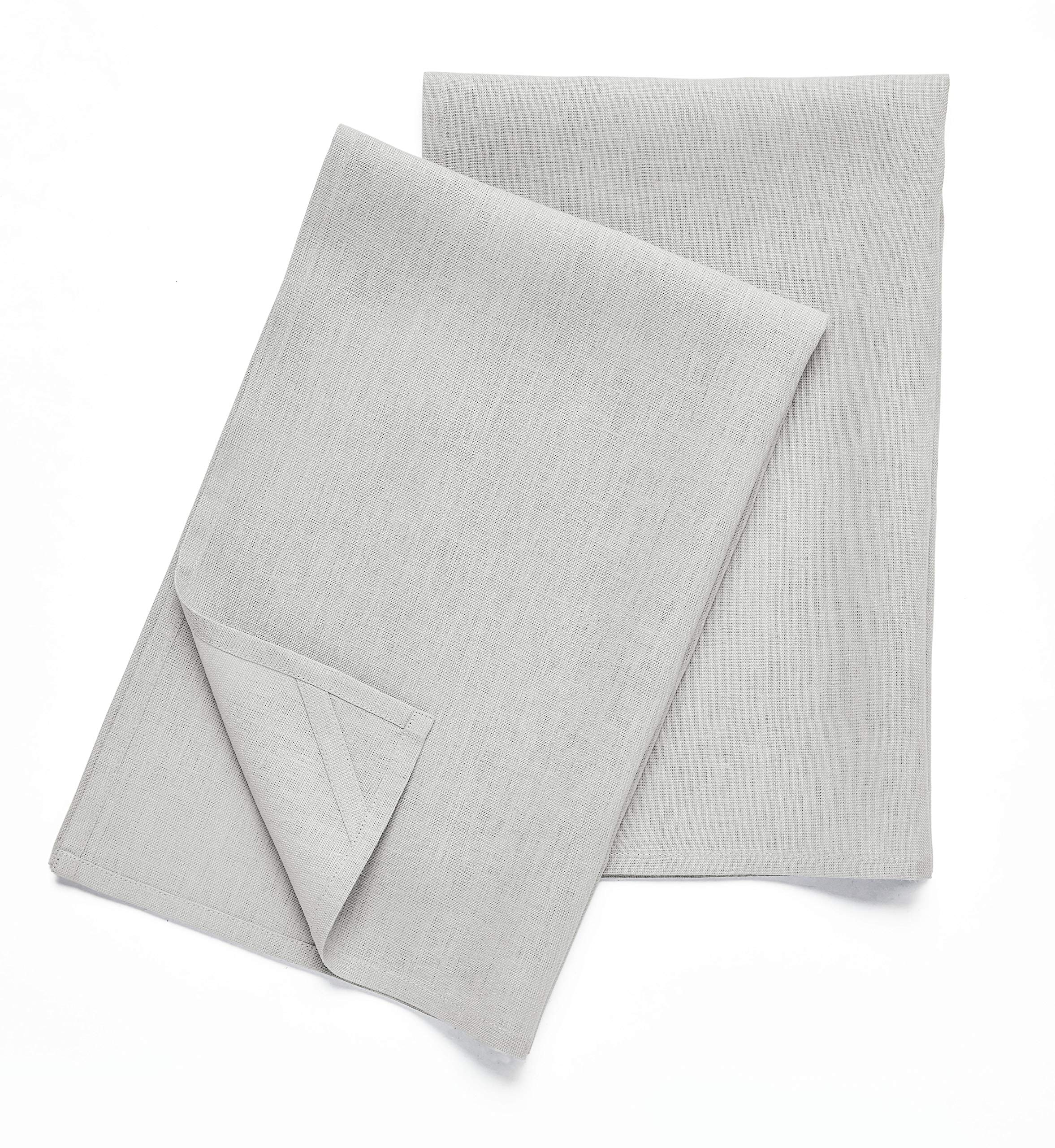 Solino Home Linen Kitchen Towels 17 x 26 Inch – 100% Pure Linen Kitchen/Tea Towels Set of 2 – Handcrafted from European Flax and Machine Washable – Soft Grey