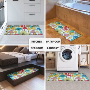 QGWJEKUI Mushroom Decor Kitchen Rugs Mats,Non-Slip Cushioned Anti-Fatigue Floor Mat,Heavy-Duty PVC Comfort Standing Mat Cute Washable Runner Rug for Home Decor,Kitchen Sink,Laundry,Bedroom