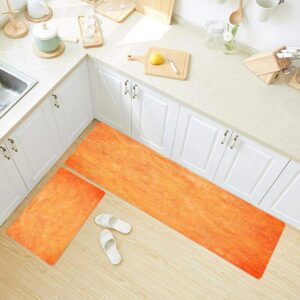 Gesmatic Kitchen Rugs Washable, Farmhouse Kitchen Rugs 17"X48" 17"X24" Orange Color Painting Wall Bathroom Non Slip Microfiber Kitchen Rugs and Mats Coffee Kitchen Rugs and Mats Farmhouse 2 Piece